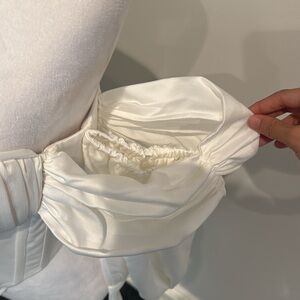 Miss Circle | Tops | Miss Circle White Long Sleeve Textured Corset Top ...